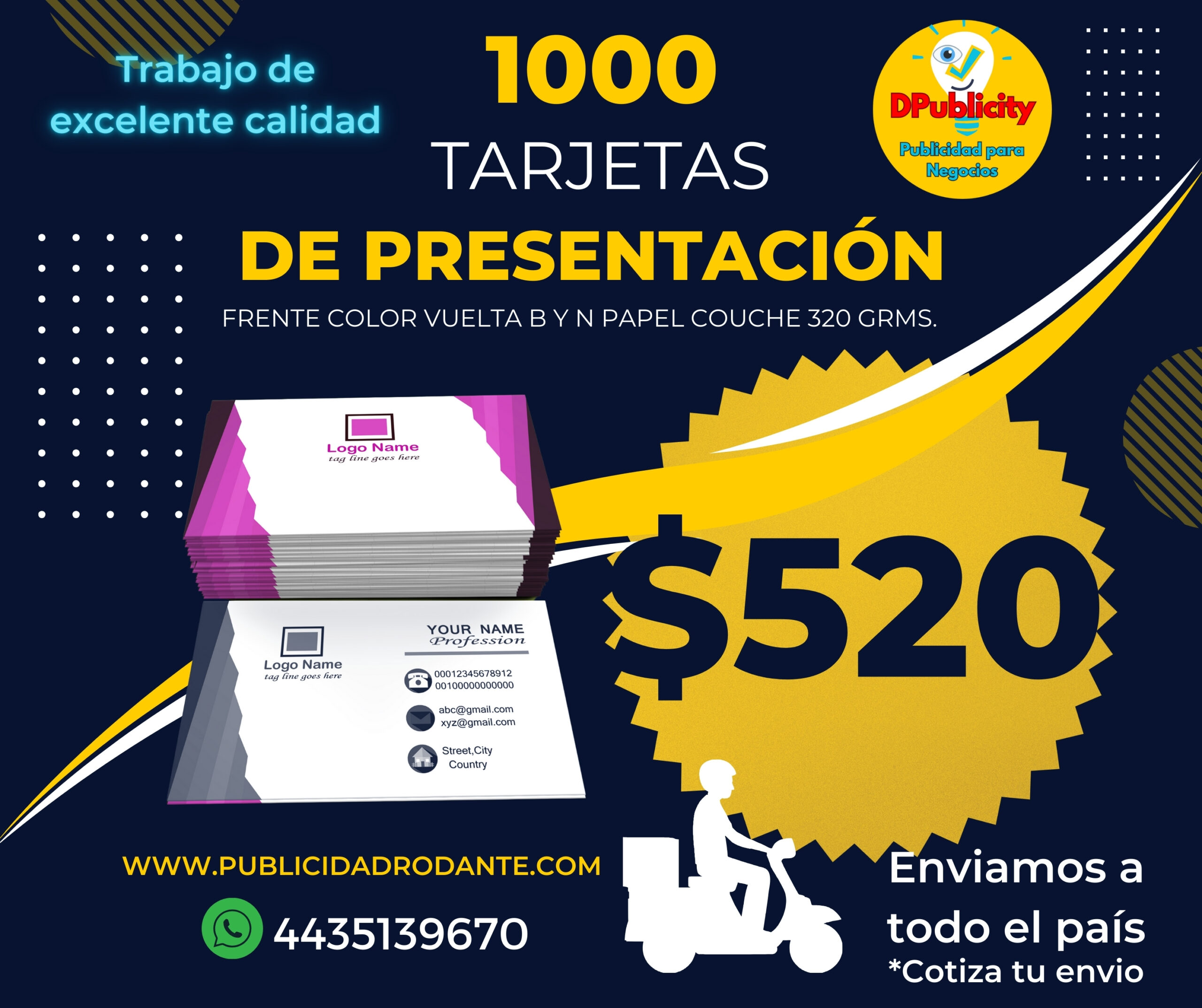 Tarjetas de Presentación por Millar Impresas Morelia - Publicidad para ...